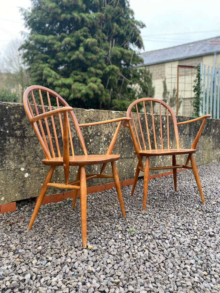 Pair Blonde Ercol 370a Windsor Carver Chairs – The Home Remedy Stroud