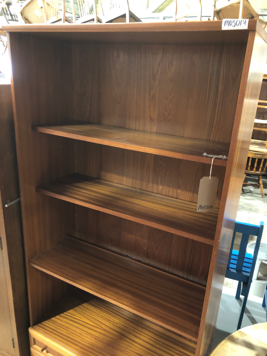 Tall Stag Teak Veneer Bookcase with Cupboard – The Home Remedy Stroud