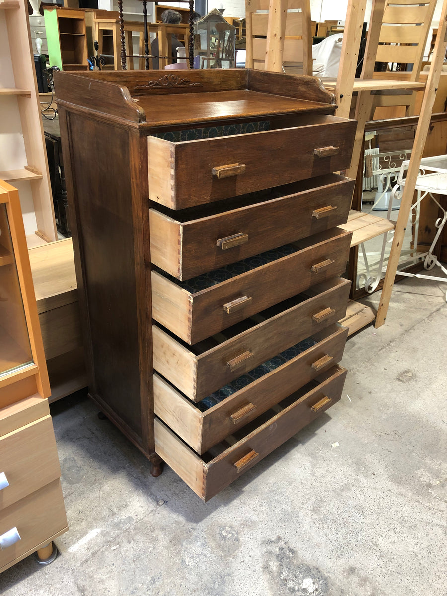 Mid Century Oak Rustic Tallboy Chest Of Drawers – The Home Remedy Stroud